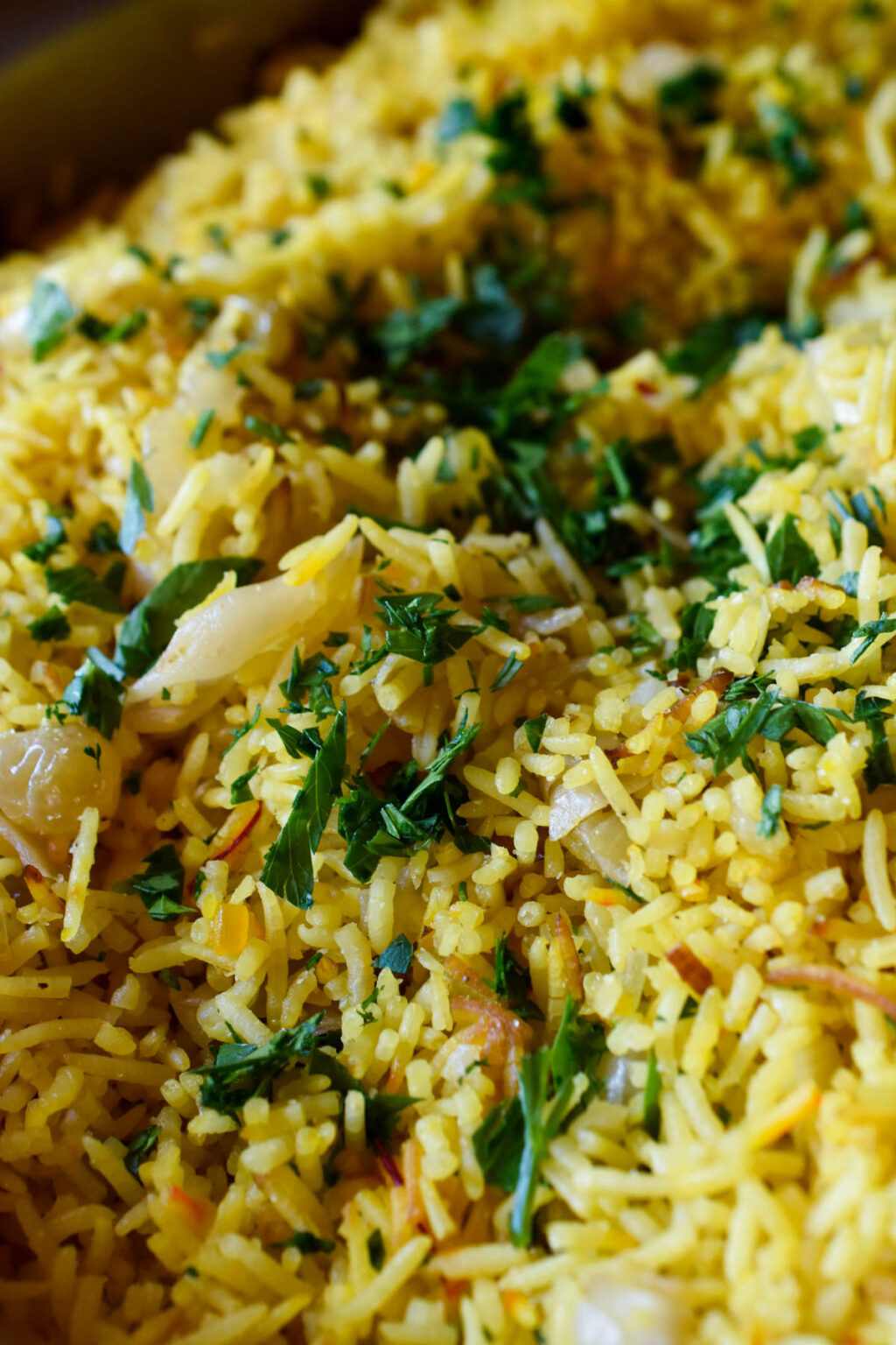 Saffron Rice with Cabbage and Golden Raisins - Avi Pie